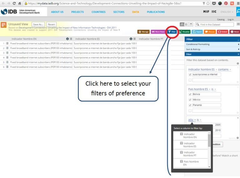 How to create your own visualizations in the IDB open data portal ...