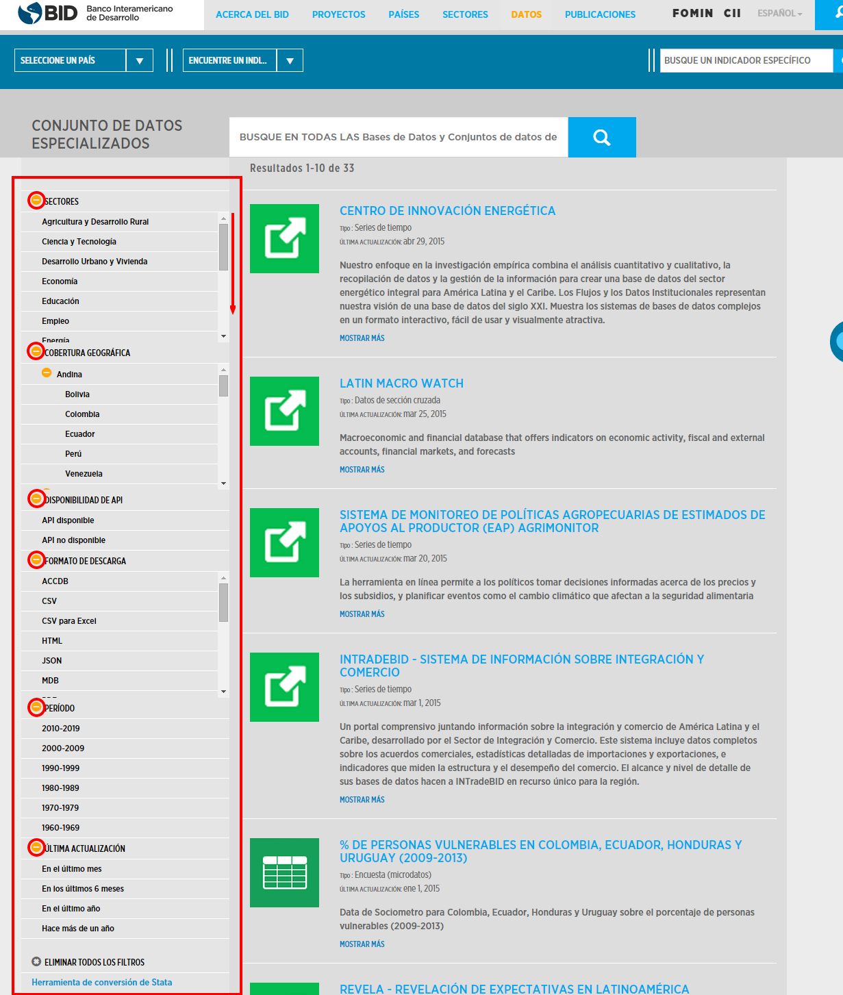 Cómo filtrar y exportar datos en el Portal de Datos Abiertos del BID ...